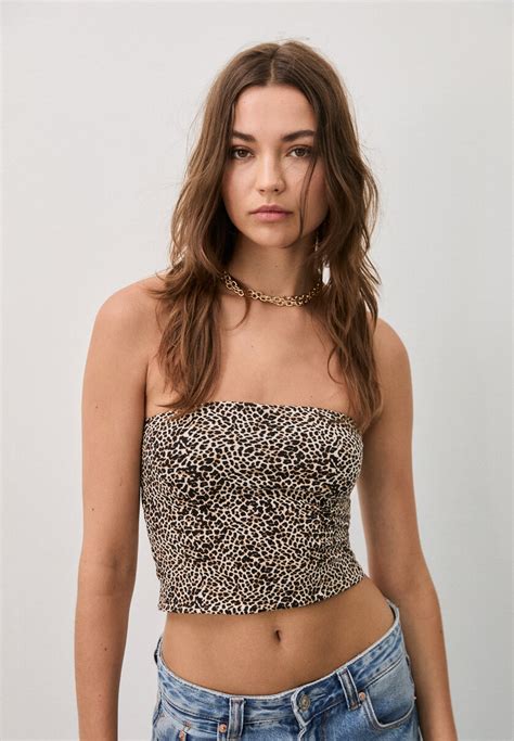 Leopard Print Bandeau Top Womens Fashion Stradivarius Worldwide