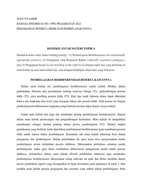 Koneksi Antar Materi Topik 4 Pdf