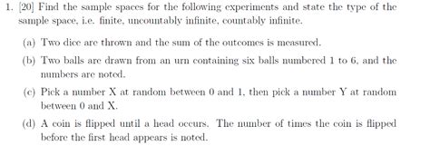 Solved Find The Sample Spaces For The Following Experiments