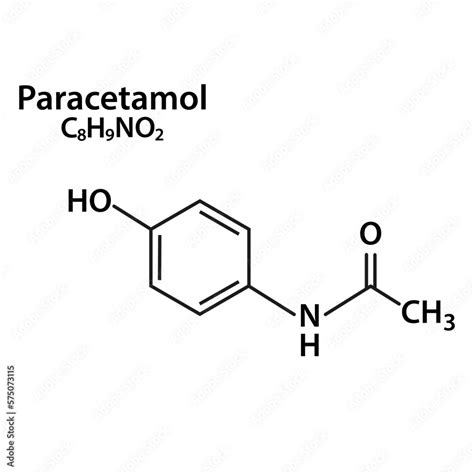 Paracetamol Molecular Structure Molecular Formula Vector Illustration Of Acetaminophen