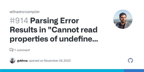 Parsing Error Results In Cannot Read Properties Of Undefined Reading