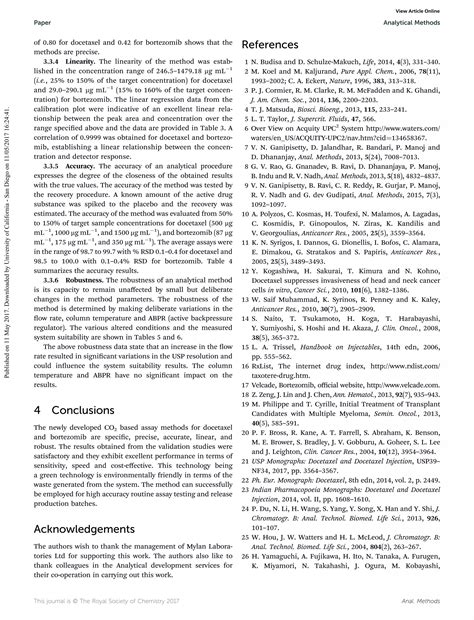 Supercritical Fluid Co2 Chromatography For Quantitative Determination Of Selected Cancer