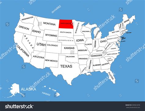 North Dakota State Usa Vector Map Stock Vector Royalty Free 309561878
