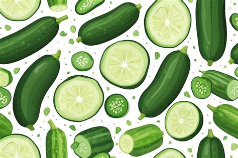 Premium Photo Seamless Cucumber Pattern On White Background Generative Ai