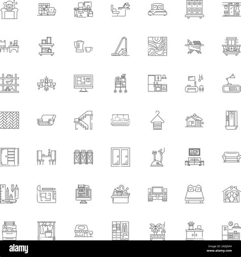 Interior Design Line Icons Signs Symbols Vector Linear Illustration