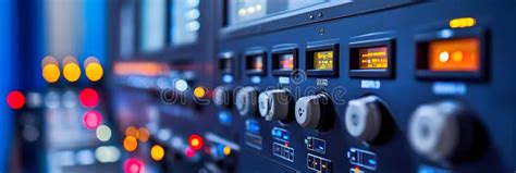 Control Panel With Illuminated Buttons And Knobs Stock Illustration Illustration Of