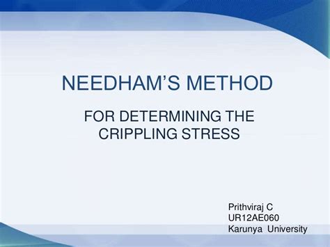 Needhams Method For Determining Crippling Stress