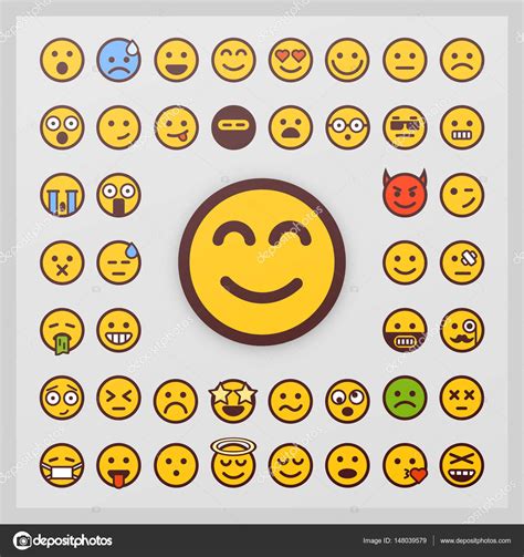 이모티콘 벡터 흰색 배경에 고립의 집합입니다 Emoji 벡터입니다 스마일 아이콘 모음 Stock Vector By