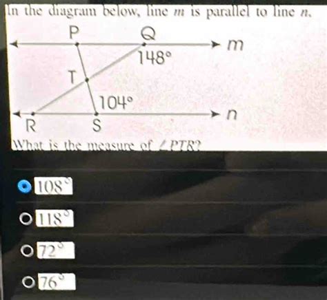 Solved In The Diagram Below Line M Is Parallel To Line N What Is The