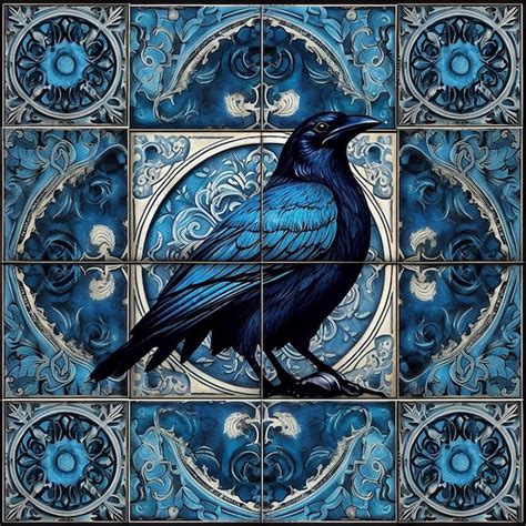Premium Ai Image A Blue Bird With A Blue Body Is On A Tile