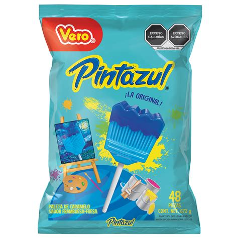 Bolsa De Paletas Vero Brochas Pinta Azul 48 Piezas Delsol