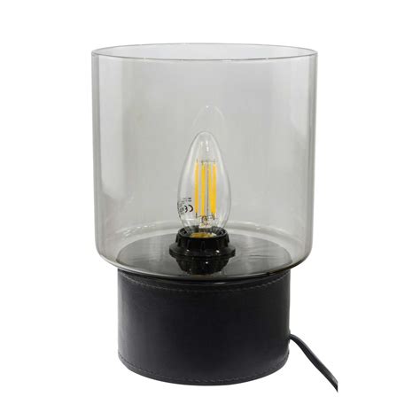 Lampe à Poser En Simili Cuir Et Verre Acorel