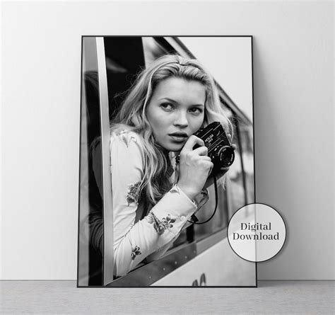 Kate Moss Poster Black And White Kate Moss Print Fashion Photography