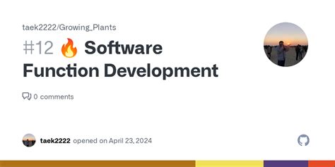 Software Function Development Issue Taek Growing Plants GitHub
