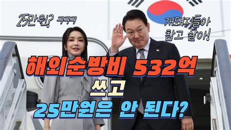 해외순방은 532억 쓰고 국민에게 25만원 민생지원금은 반대하는 윤석열 대통령 Youtube