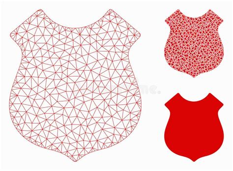 Police Shield Vector Mesh Wire Frame Model And Triangle Mosaic Icon Stock Vector Illustration