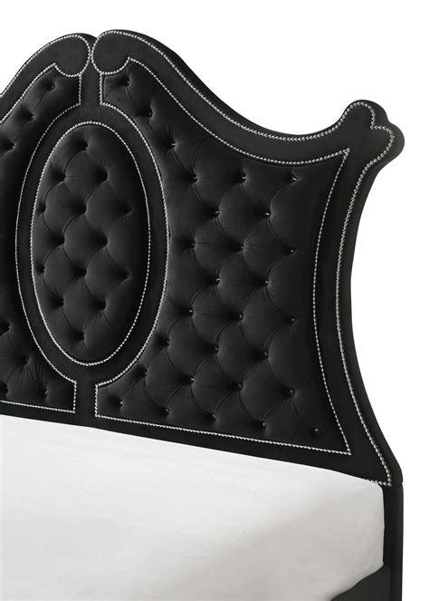 Cameo Black King Upholstered Panel Bed Eve Furniture