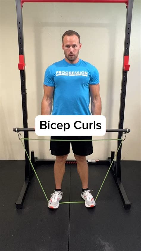 Band Bar Exercises Bicep Curls Tricep Extensions Overhead Press