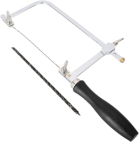 Amazon 調整可能な鋸弓 U 字型弓のこ、diy ハンドツール 12 個スパイラル鋸刃ジュエリークラフト用 鋸弓 鋸刃 両刃のこぎり