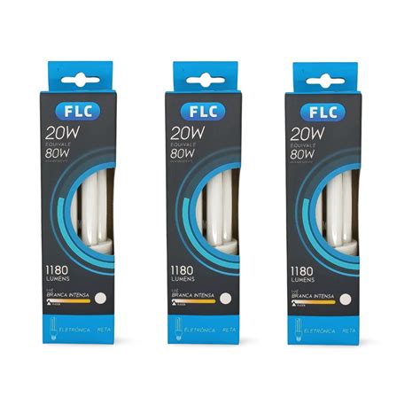 Kit 3 Lâmpada Flc Pl Reta Compacta 20w 127v 3u E 27