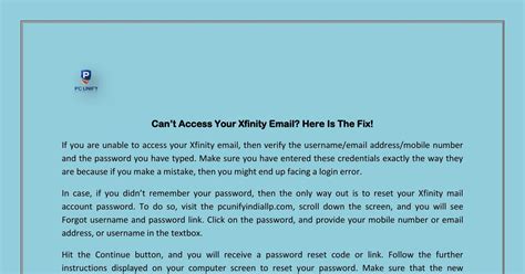 Cant Access Your Xfinity Email Here Is The Fix Pdf DocDroid