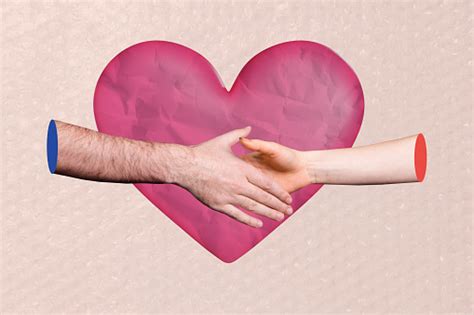 복합 3d 콜라주 트렌드 아트웍 템플릿 디자인 로맨틱한 휴일 감정 일 커플 심장 손 함께 파트너 관계 0명에 대한 스톡 사진 및 기타 이미지 Istock