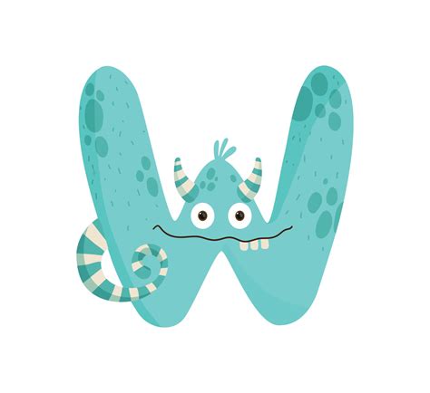 Cute Monster Letter W Vector Art At Vecteezy