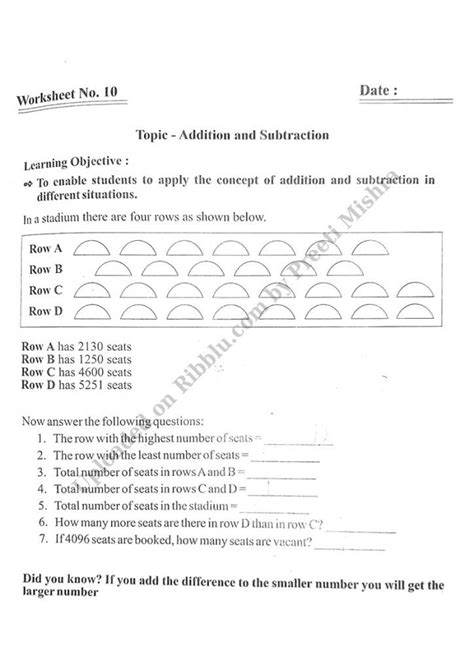 Cbse Class 3 Maths Worksheets For Addition And Subtraction