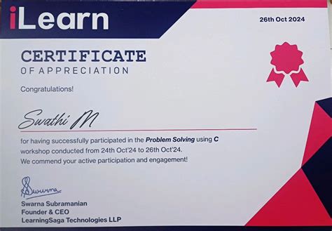 Cprogramming Problemsolving Workshop Ilearn Growthmindset Swathi Murugan