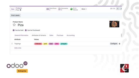 multi checkbox attribute in the odoo 17 pptx