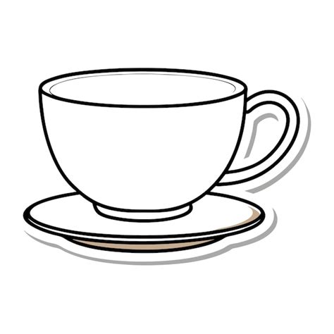 Sticker Design With Empty Tea Cup On A Isolated White Background 28
