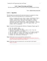 Lab 1 Student Starting Out With Programming Logic And Design 1 Lab 1