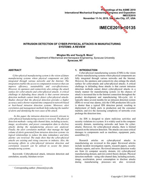 Pdf Intrusion Detection Of Cyber Physical Attacks In Manufacturing