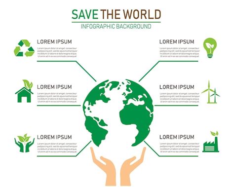 Premium Vector Green Ecology Infographic Element Save The World