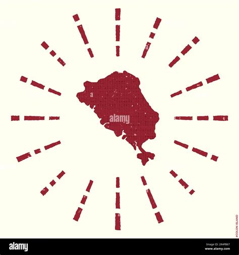 Colon Island Logo Grunge Sunburst Poster With Border Map Shape Of