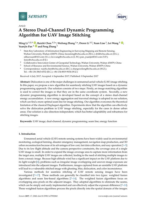 Pdf A Stereo Dual Channel Dynamic Programming Algorithm For Uav Image
