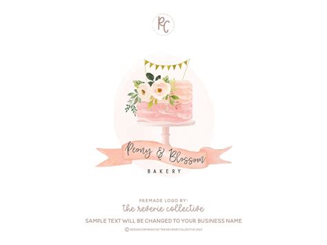Watercolor Logo Cake Logo Wedding Logo Bakery Logo Etsy
