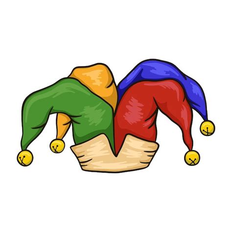 Hoofdtooi Van Middeleeuwse Nar Met Klokken In Cartoon Stijl Vector Jester Hoed Geïsoleerd Op Wit