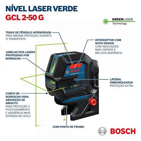 Nível a laser Bosch GCL 2 50 G 50 metros pontos