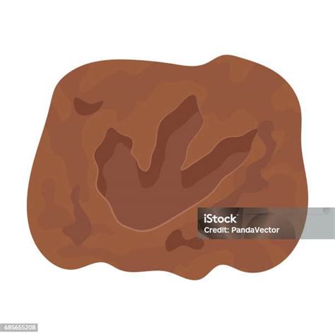 흰색 배경에 고립 된 만화 스타일에서 공룡 발자국 아이콘으로 바위 공룡 선사시대 상징 스톡 벡터 일러스트입니다 공룡에 대한 스톡 벡터 아트 및 기타 이미지 Istock