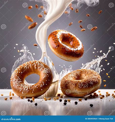 Bagel Bread Buns Traditional Food Dynamic Food Photography