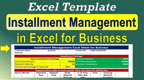 monthly payment excel template