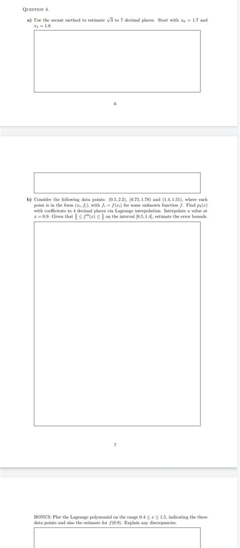 solved question 4 a use the secant method to estimate √3