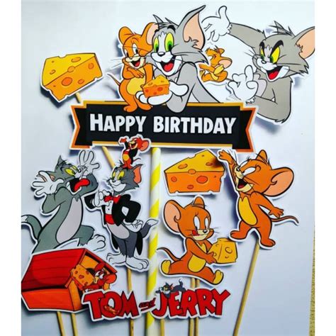 Tom Jerry Theme Cake Topper Personalized Birthday Par