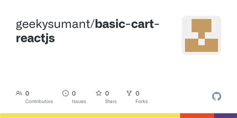 GitHub Geekysumant Basic Cart Reactjs