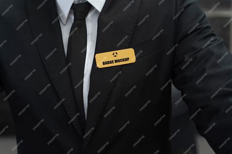 Premium Psd Front View Man Wearing Badge