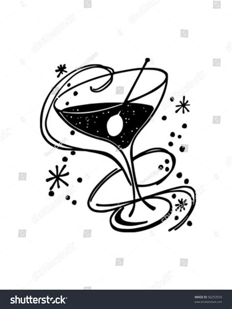 Cocktail Glass Retro Clip Art Stock Vector Royalty Free 56253559