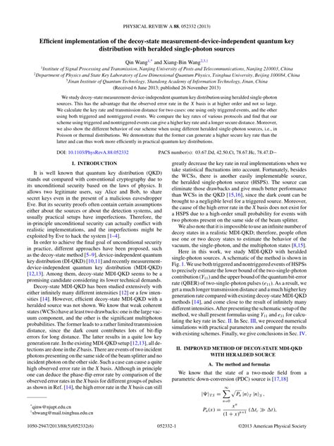 Pdf Efficient Implementation Of The Decoy State Measurement Device Independent Quantum Key