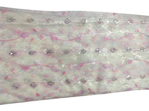 White Sequence Polyester Net Fabric For Clothing At ₹ 130meter In Surat
