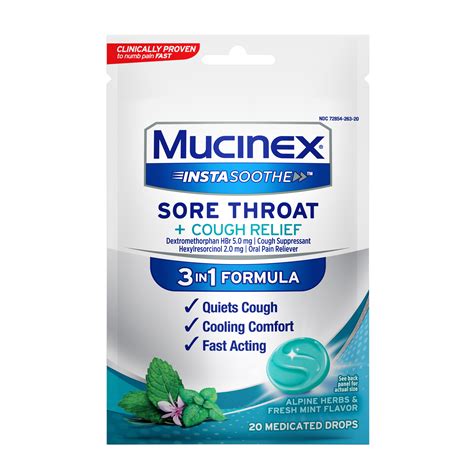 Mucinex Instasoothe Sore Throat Cough Relief Mucinex Usa